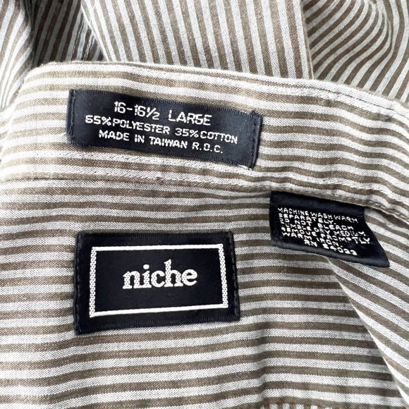 Niche | Shirts | Niche Brown Gray Striped Long Sleeve Button Down Dress ...